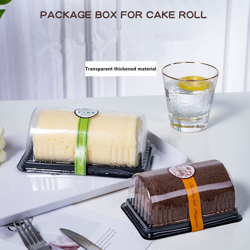 50 Sets Swiss Cake Roll Packaging Box Disposable Charcuterie Boxes Long Tiger Skin Roll Towel Roll Swiss Roll Cutting Packaging Box Transparent Semi-Circular Cake Packaging Box Baked Pastry Cake Box