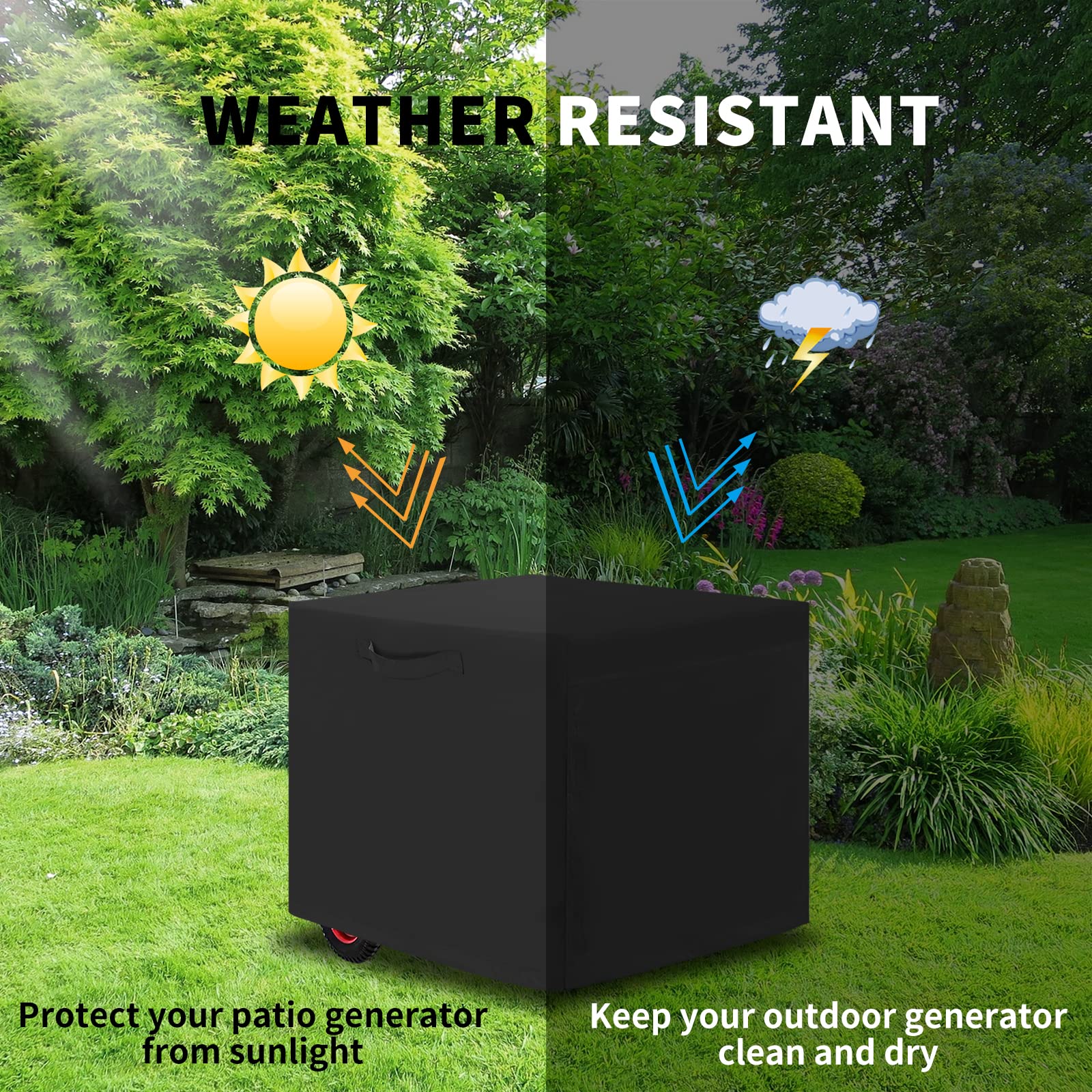 Easy-Going Outdoor Generator Cover 32x24x24 inch Waterproof UV Resistant Universal Generator Cover, Black