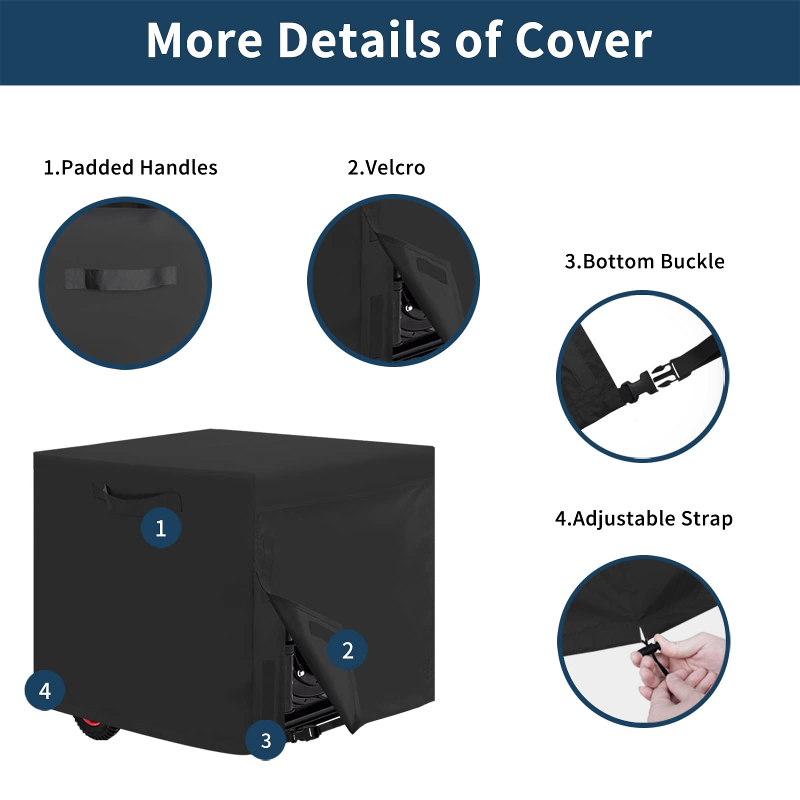 Easy-Going Outdoor Generator Cover 32x24x24 inch Waterproof UV Resistant Universal Generator Cover, Black