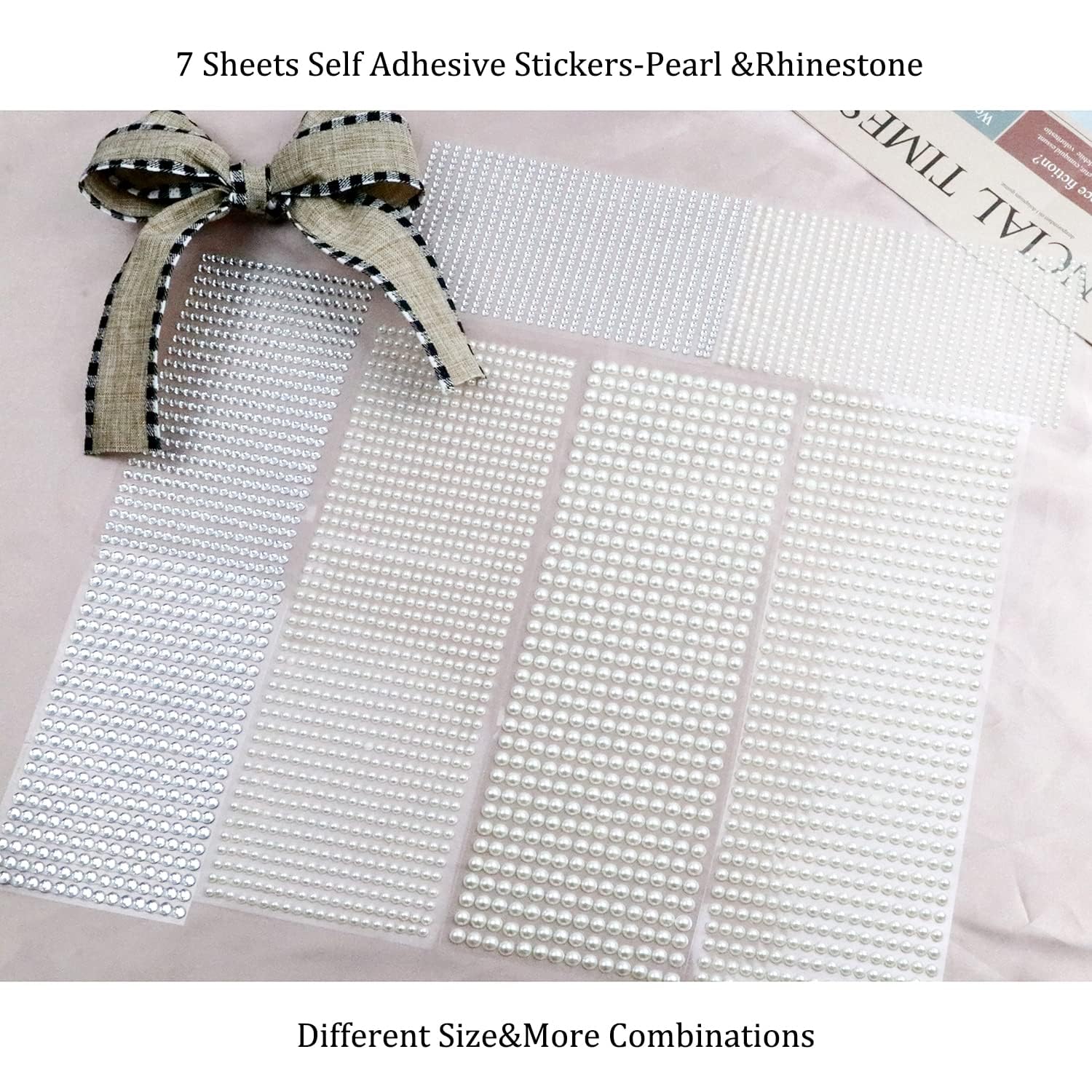 4368 PCS Self Adhesive White Pearl Face Temporary Tattoo Clear Rhinestones, Flat Back Bling Gems Jewels Stickers for Makeup Face Eye Hair, Pear&Transparent Rhinestones