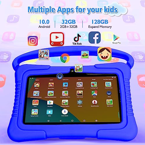 Veidoo Kids Tablet, 7 inch Android Tablet PC, 2GB RAM 32GB ROM, Safety Eye Protection Screen, WiFi, Dual Camera, Games, Parental Control APP, Tablet with Silicone Case(Dark Blue)