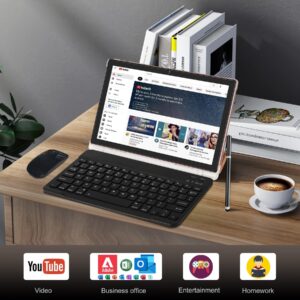 𝐎𝐚𝐧𝐠𝐜𝐜 Android 12 Tablet 10.1 Inch 2023 Newest Tablets, 4GB + 64GB (Max 128G) 8000mAh Battery with Bluetooth Keyboard | Mouse | GPS | Dual Camera | Case | WiFi support and More - A6 (Gold)