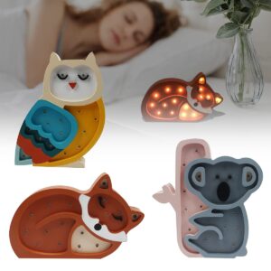 Jwinkumy Decorative LED Night Light for Kids Baby Nursery Decor Cute Fox Wooden Table Lamp Animal Sign Home Bedroom Ornament Birthday Gift