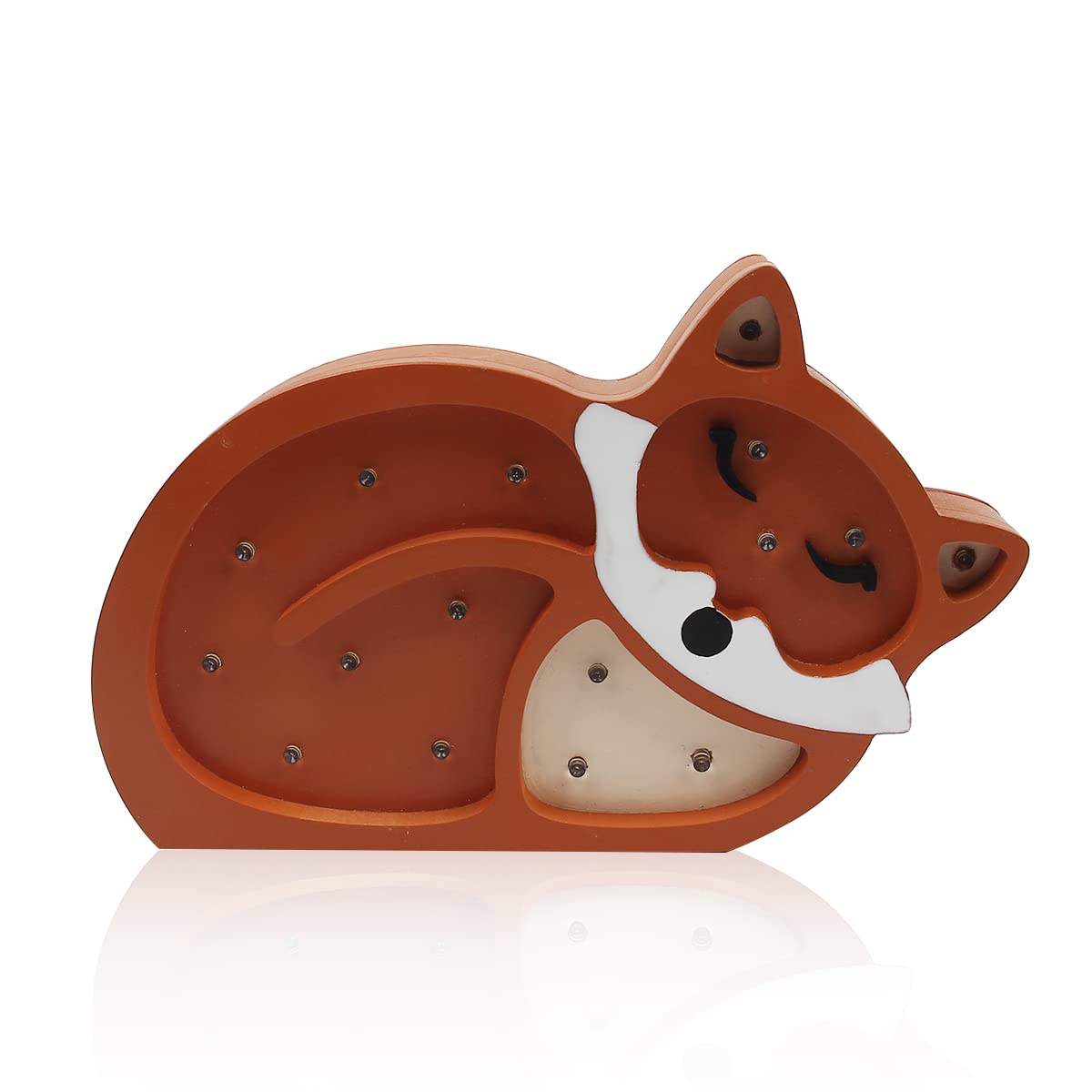 Jwinkumy Decorative LED Night Light for Kids Baby Nursery Decor Cute Fox Wooden Table Lamp Animal Sign Home Bedroom Ornament Birthday Gift