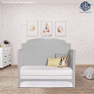 Dream On Me JPMA & Greenguard Gold Certified Milton 5-in-1 Convertible Crib Made with Sustainable New Zealand Pinewood in Pebble Grey, Non-Toxic Finish