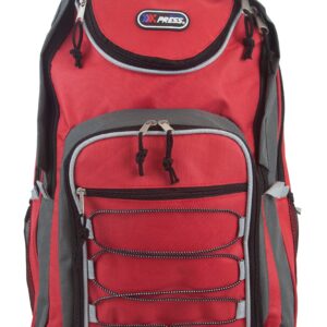 New York XPress Double Handle Rolling Backpack with Mesh/Multi-Pockets (Red)