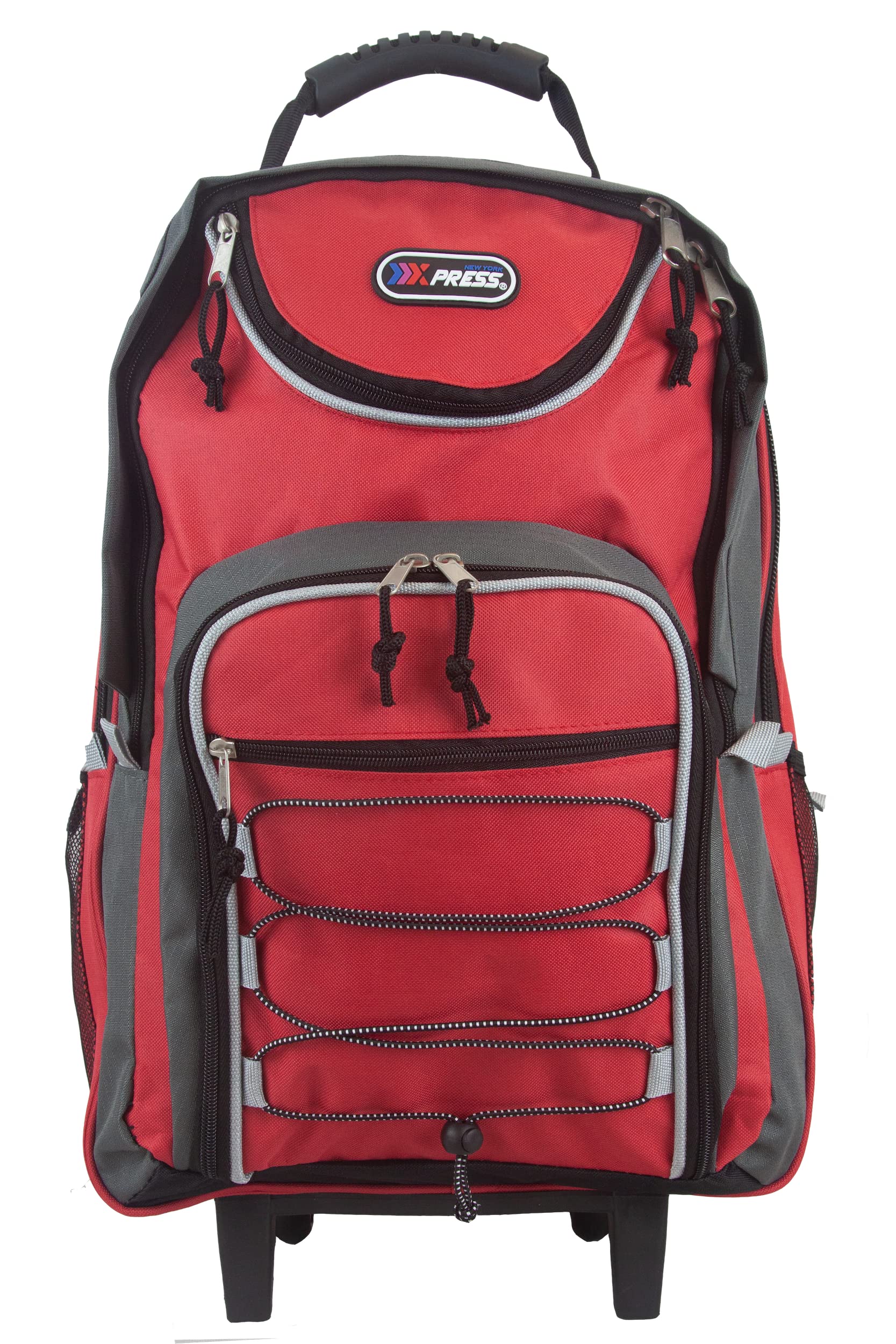 New York XPress Double Handle Rolling Backpack with Mesh/Multi-Pockets (Red)