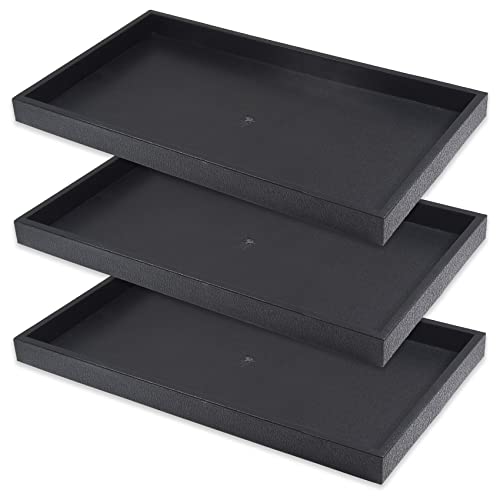 CuteBox Company Black Plastic Tray (14.75” x 8.25” x 1”) with 10 Rectangle Compartment White Flocked Tray Insert for Jewelry Storage, Organization, Merchandise, Display