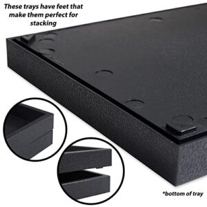 CuteBox Company Black Plastic Tray (14.75” x 8.25” x 1”) with 10 Rectangle Compartment White Flocked Tray Insert for Jewelry Storage, Organization, Merchandise, Display