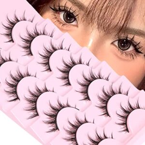 manga lashes natural look false eyelashes anime lashes mink wispy fluffy spiky 3d volume eyelashes pack korean japanese asian cosplay fake eyelashes look like individual cluster 7 pairs by eydevro