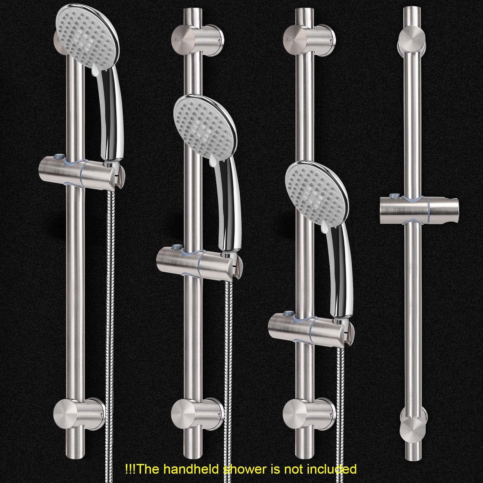 NearMoon Shower Slide Bar with Height/Angle Adjustable Handheld Shower head Holder, Bathroom SUS 304 Stainless Steel Wall-Mounted for Bath (26 Inch, Brushed Nickel)