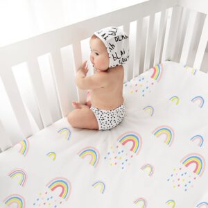 Plushii Crib Sheets for Baby Girls 4 Pack, 28"x 52" Extra Soft Microfiber Crib Sheet Set for Standard Crib & Toddler Mattress Pad, Rainbow & Elephant & Stars & Pink