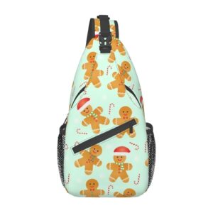 mvirnsw gingerbread men pattern sling bag crossbody backpack hiking travel daypack chest bag shoulder bag for women men