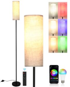 lightess rgbww smart led floor lamp for living room, dimmable floor lamp modern 67" tall standing lamp for bedroom, remote & wifi app control, 2700k-6500k minimalist floor lamp rgb bulb included