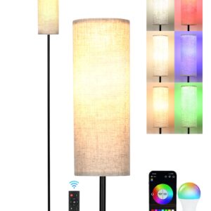 Lightess RGBWW Smart LED Floor Lamp for Living Room, Dimmable Floor Lamp Modern 67" Tall Standing Lamp for Bedroom, Remote & WiFi APP Control, 2700K-6500K Minimalist Floor Lamp RGB Bulb Included