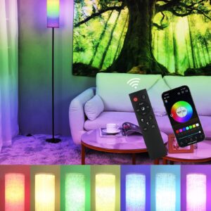 Lightess RGBWW Smart LED Floor Lamp for Living Room, Dimmable Floor Lamp Modern 67" Tall Standing Lamp for Bedroom, Remote & WiFi APP Control, 2700K-6500K Minimalist Floor Lamp RGB Bulb Included