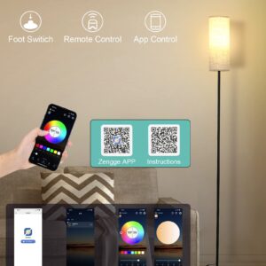 Lightess RGBWW Smart LED Floor Lamp for Living Room, Dimmable Floor Lamp Modern 67" Tall Standing Lamp for Bedroom, Remote & WiFi APP Control, 2700K-6500K Minimalist Floor Lamp RGB Bulb Included