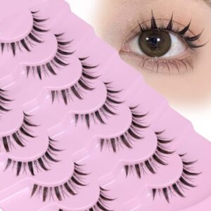 false eyelashes wispy manga lashes natural look japanese anime lashes manhua effect look like individual clusters spiky cosplay eyelashes with clear band 7 pairs pack by eydevro