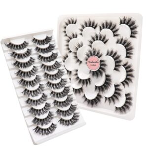 veleasha eyelashes faux mink natural lashes wispy fluffy eye lashes 20 pairs 2 styles 2 sets pack