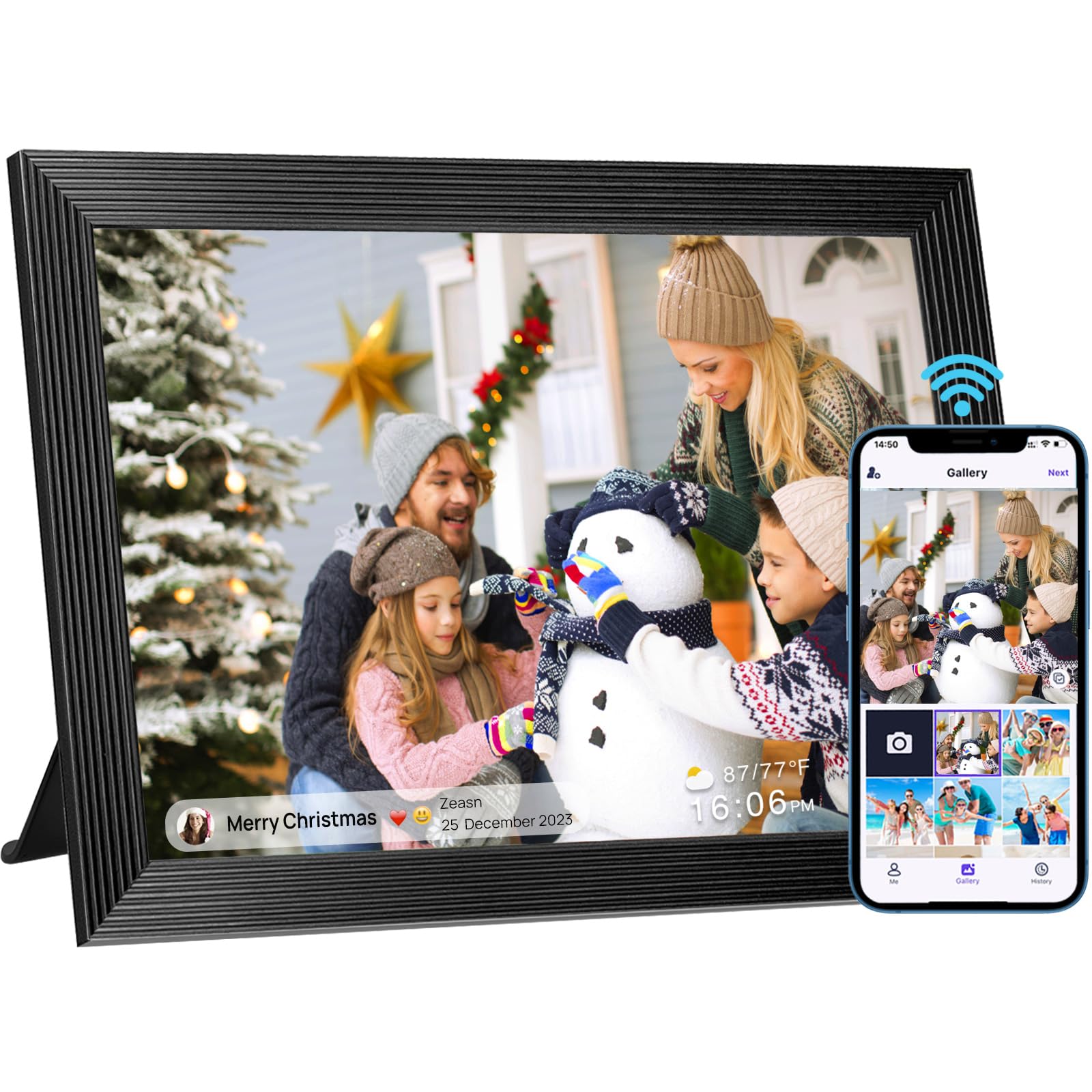 2024 Newest FRAMEO Digital Photo Frame, 10.1 Inch WiFi Digital Picture Frame with IPS HD Touch Screen 1280x800, Auto-Rotate, Easy Share Photos or Videos via FRAMEO APP (Black)