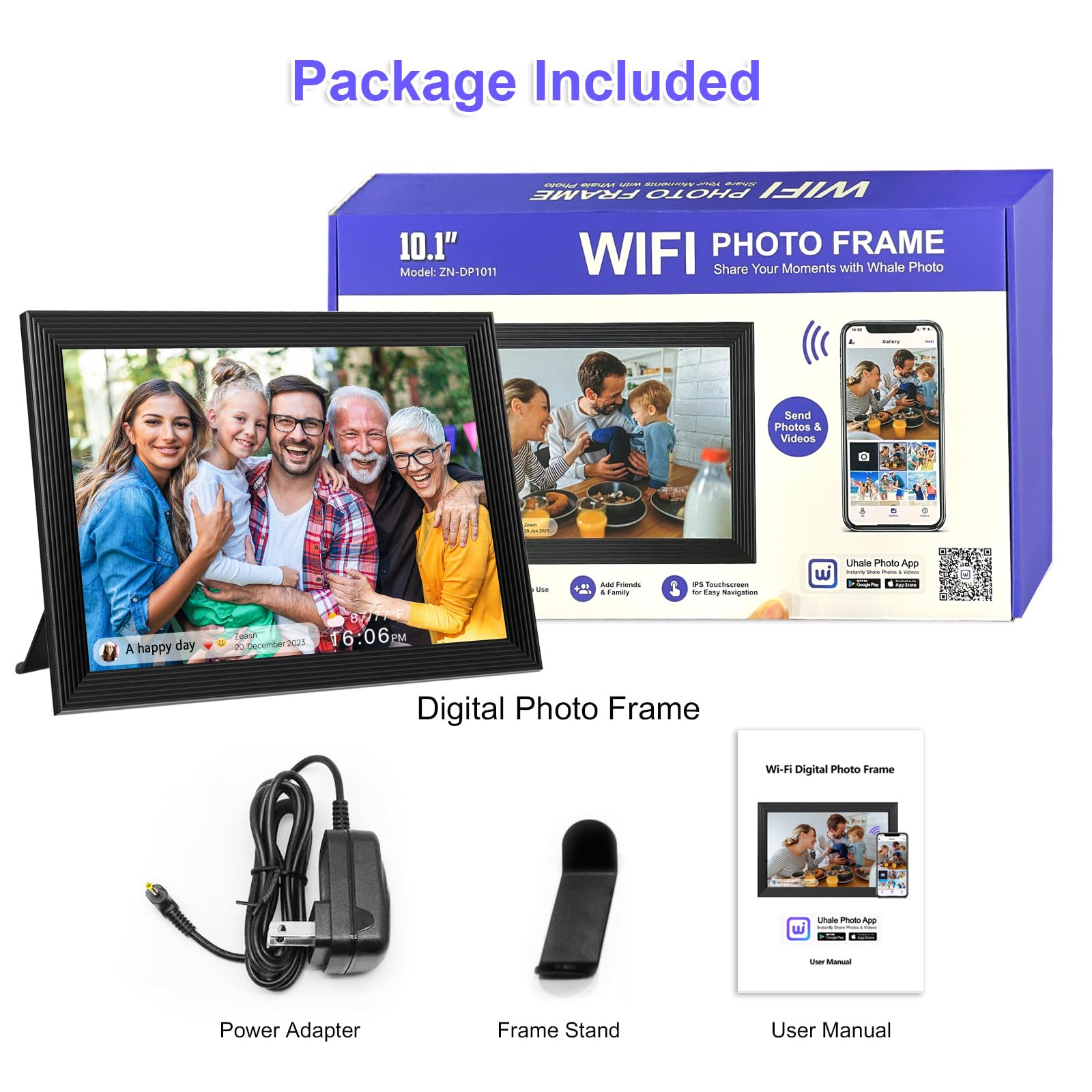 2024 Newest FRAMEO Digital Photo Frame, 10.1 Inch WiFi Digital Picture Frame with IPS HD Touch Screen 1280x800, Auto-Rotate, Easy Share Photos or Videos via FRAMEO APP (Black)