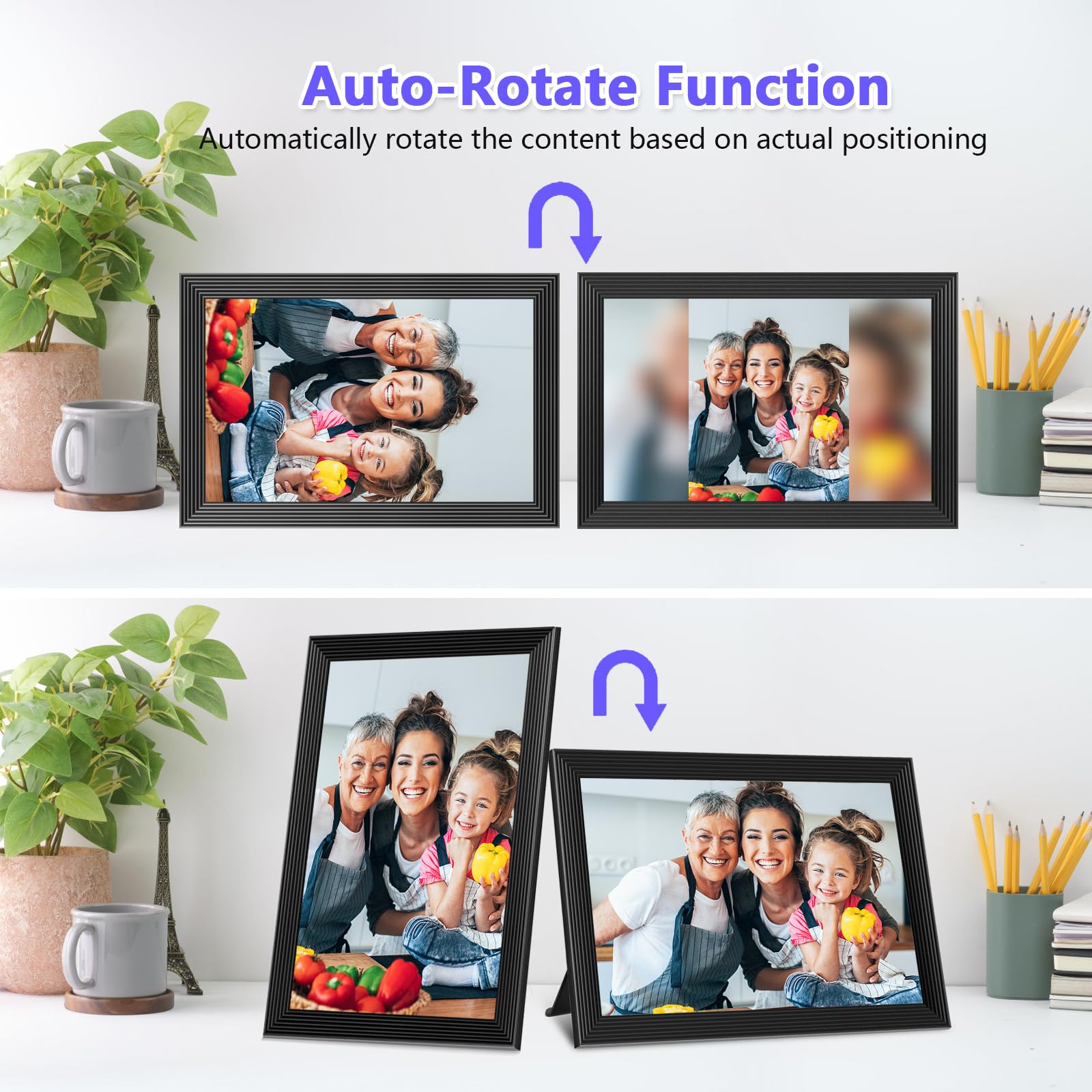 2024 Newest FRAMEO Digital Photo Frame, 10.1 Inch WiFi Digital Picture Frame with IPS HD Touch Screen 1280x800, Auto-Rotate, Easy Share Photos or Videos via FRAMEO APP (Black)