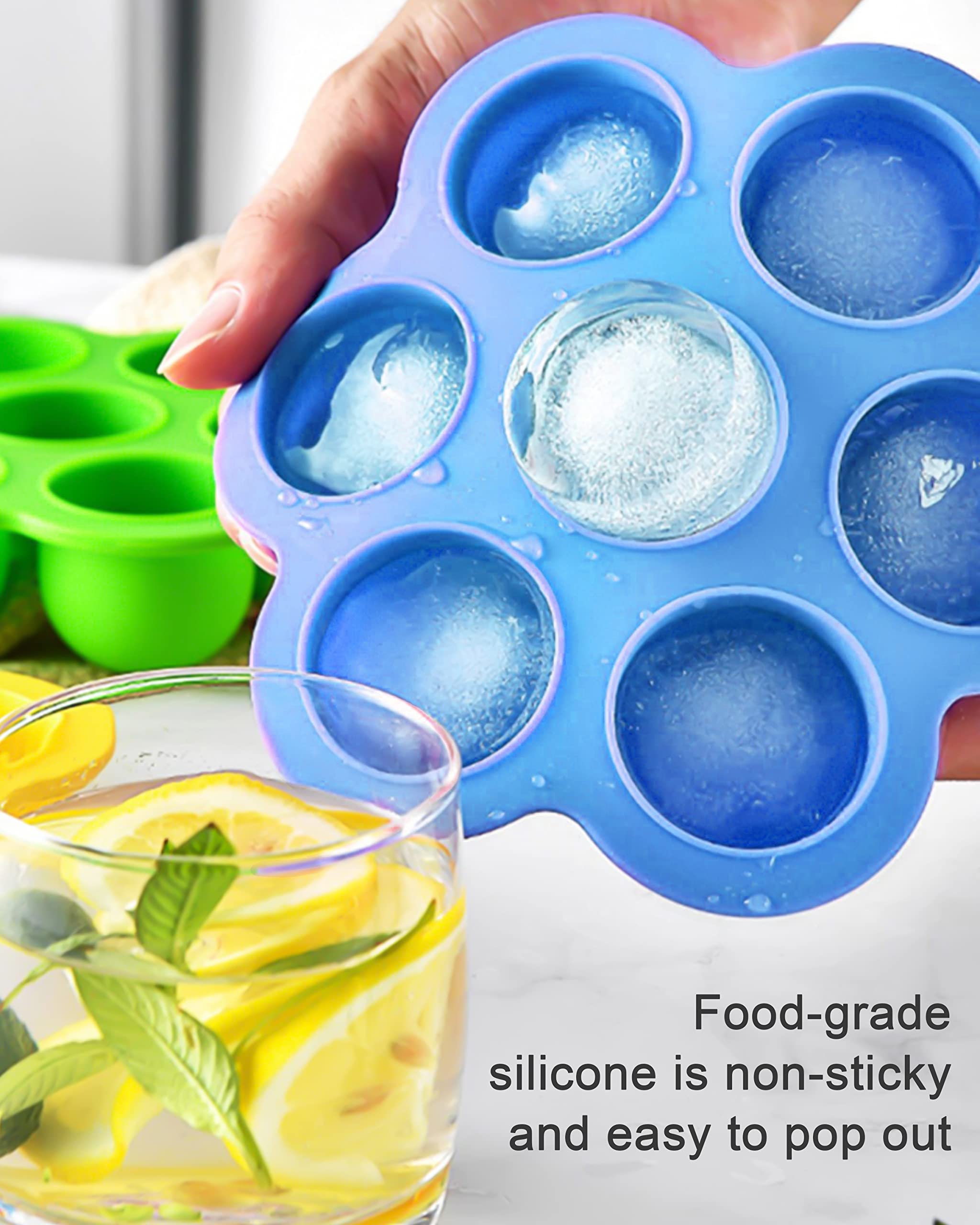 DF DUALFERV 2 Pack Baby Food Freezer Tray,7 Portions Silicone Baby Food Freezer Tray with Lid, Perfect Baby Food Containers for Homemade Baby Food, Vegetable & Fruit Purees, and Breast Milk