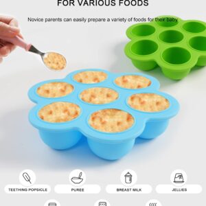 DF DUALFERV 2 Pack Baby Food Freezer Tray,7 Portions Silicone Baby Food Freezer Tray with Lid, Perfect Baby Food Containers for Homemade Baby Food, Vegetable & Fruit Purees, and Breast Milk