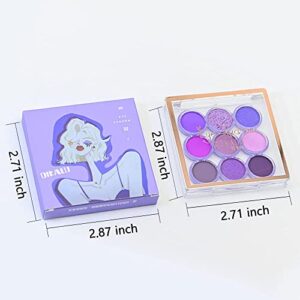 Waterproof 9 Colors Shimmer Matte Eyeshadow Palette.Longwearing Highly Pigmented Glitter Powder Palet.Matt Pink Shiny Purple Eye shadow Palet Eye Makeup.paleta de sombras moradas