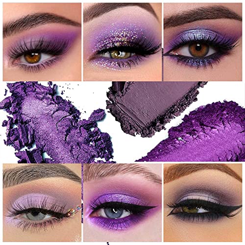 Waterproof 9 Colors Shimmer Matte Eyeshadow Palette.Longwearing Highly Pigmented Glitter Powder Palet.Matt Pink Shiny Purple Eye shadow Palet Eye Makeup.paleta de sombras moradas