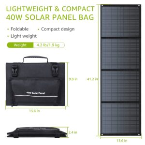 60W Portable Solar Panel with 18V DC Output, Foldable Solar Charger, Adjustable Kickstand,10 in 1 Connectors, DC to DC Cable, USB-C for Outdoor Camping RV Road Trip Adventure