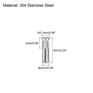 uxcell 2x6mm 304 Stainless Steel Dowel Pins, 20Pcs Knurled Head Flat Chamfered End Dowel Pin, Wood Bunk Bed Shelf Pegs Support Shelves Fasten Elements