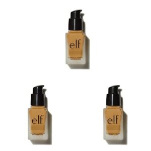 e.l.f. flawless finish foundation, lightweight & medium coverage, semi-matte finish, suede, 0.68 fl oz (20ml) (pack of 3)