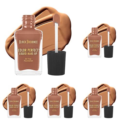 Black Radiance Color Perfect Liquid Full Coverage Foundation Makeup, Mocha Honey, 1 Ounce (Pack of 5)