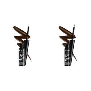 nyx professional makeup epic wear liquid liner, long-lasting waterproof eyeliner - brown (pack of 2)