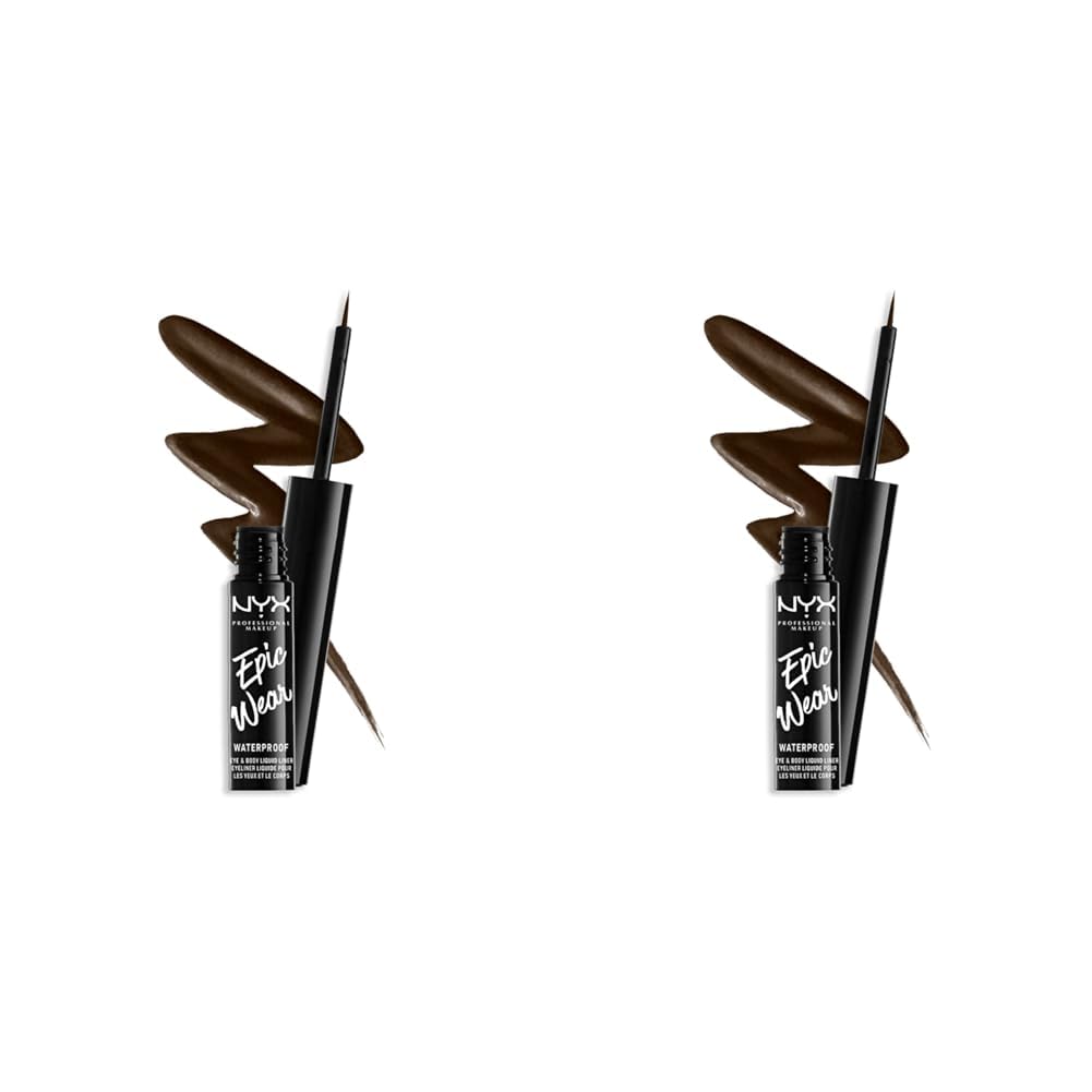 NYX PROFESSIONAL MAKEUP Epic Wear Liquid Liner, Long-Lasting Waterproof Eyeliner - Brown (Pack of 2)