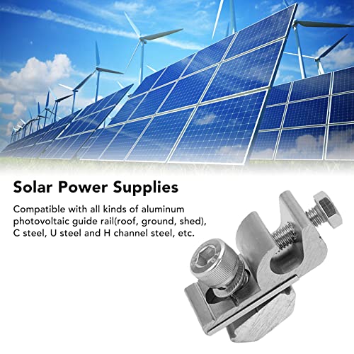 10Pcs Solar Mounting System Grounding Clip Solar Panel Photovoltaic On Coupling Earthing Ground Lug Cable Clamp Ground Clamp with Lay in Lug for Bare Wire and Pipe