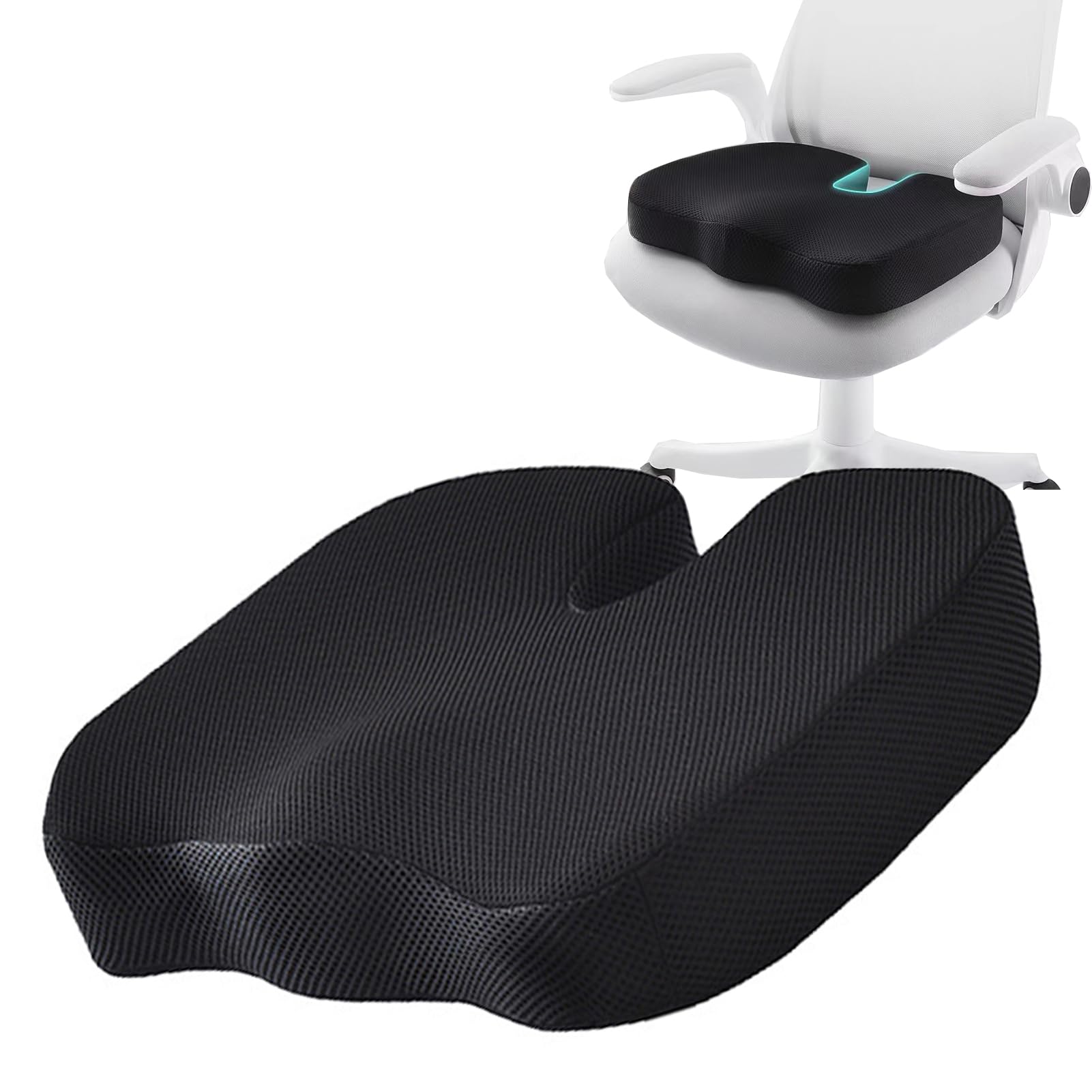 Seat Cushion Pillow for Office Chair, Memory Foam Breathable Mesh Seat Cushion, Tailbone Nerve Cushion for Sciatica Prevention, Pain Relief, Suitable for Office Chair/Car/Wheelchair/Home