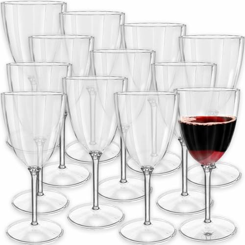 Smarty Had A Party Clear Plastic Round Wine Goblets (7 Oz.) - Pack Of 12 - Reusable & Elegant Design, Perfect for Parties, Weddings, and Celebrations