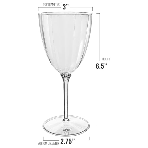 Smarty Had A Party Clear Plastic Round Wine Goblets (7 Oz.) - Pack Of 12 - Reusable & Elegant Design, Perfect for Parties, Weddings, and Celebrations