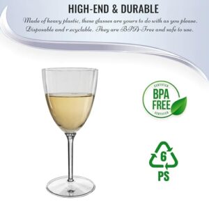 Smarty Had A Party Clear Plastic Round Wine Goblets (7 Oz.) - Pack Of 12 - Reusable & Elegant Design, Perfect for Parties, Weddings, and Celebrations