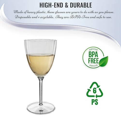 Smarty Had A Party Clear Plastic Round Wine Goblets (7 Oz.) - Pack Of 12 - Reusable & Elegant Design, Perfect for Parties, Weddings, and Celebrations