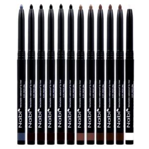 12pcs, 5 colors, nabi retractable waterproof eye liner, roll it up eye liner pencil, long lasting fade resistant (black, dark brown, brown, navy blue, white)