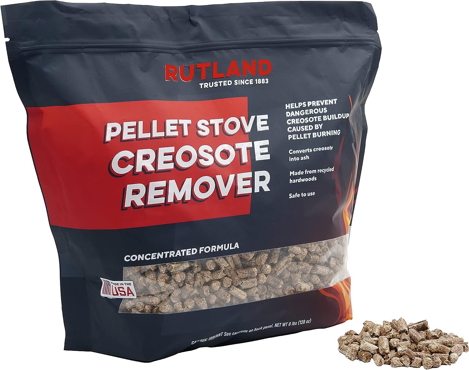 Rutland Products Pellet Stove Creosote Remover, Chimney & Flue Cleaning Wood Pellets, 8 Pound Bag