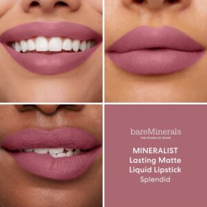 bareMinerals Mineralist Lasting Matte Liquid Lipstick for Women, Velvet Matte Finish, All-Day Wear, Weightless, Non-Drying Formula, Talc-Free Lipstick