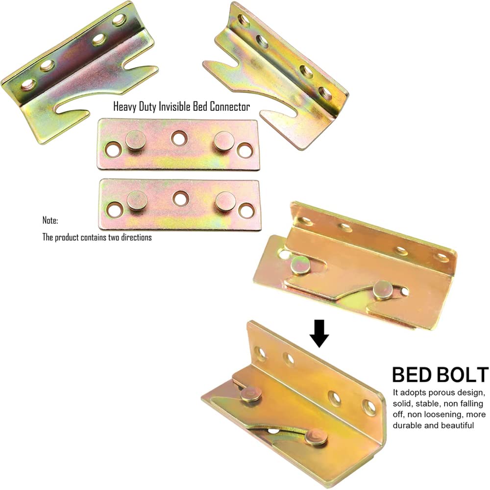 4 Sets Bed Rail Brackets,Heavy Duty Bed Rail Fittings for Connecting to Wood, Headboards and Foot-Boards, with Screws