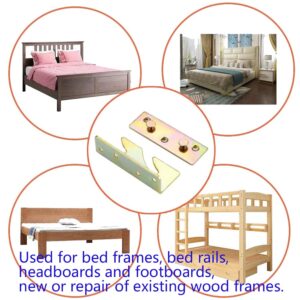 4 Sets Bed Rail Brackets,Heavy Duty Bed Rail Fittings for Connecting to Wood, Headboards and Foot-Boards, with Screws