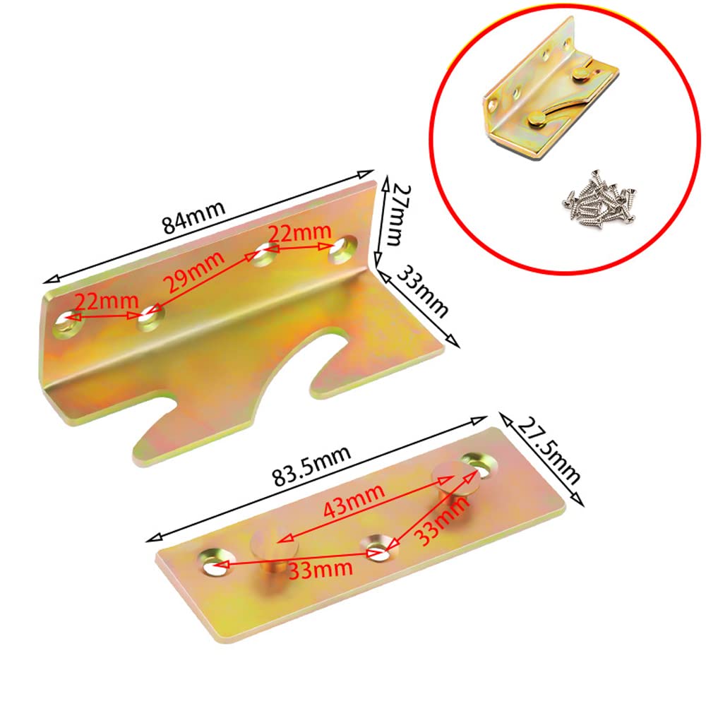 4 Sets Bed Rail Brackets,Heavy Duty Bed Rail Fittings for Connecting to Wood, Headboards and Foot-Boards, with Screws