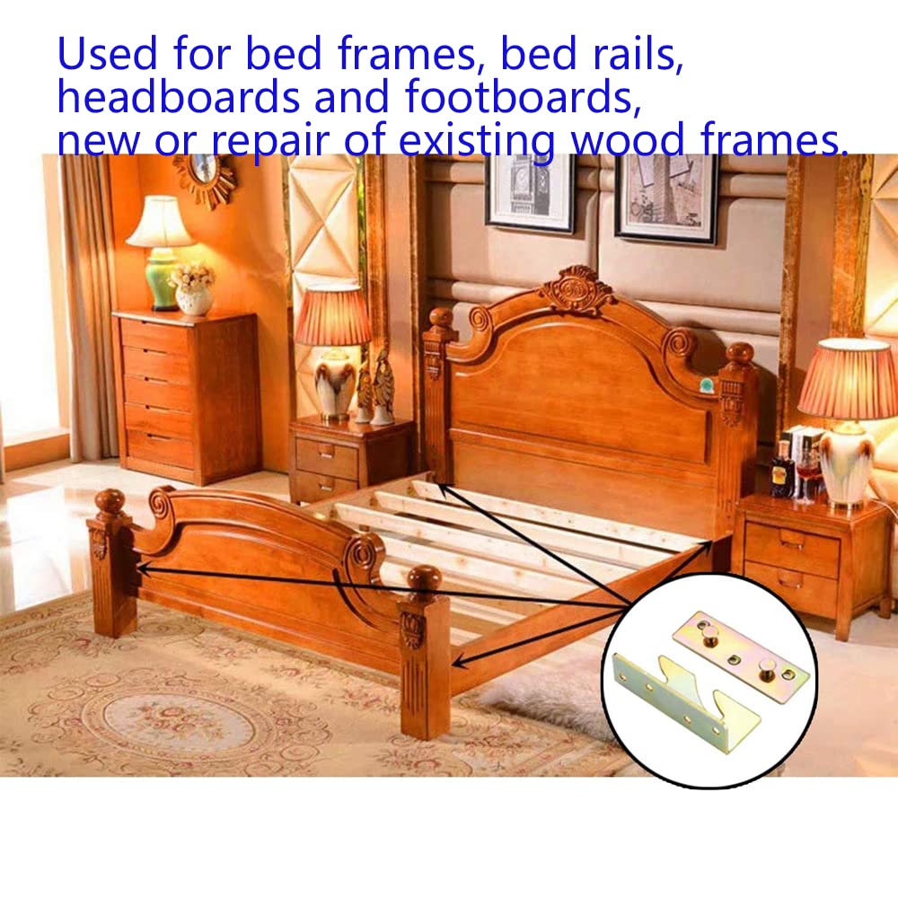 4 Sets Bed Rail Brackets,Heavy Duty Bed Rail Fittings for Connecting to Wood, Headboards and Foot-Boards, with Screws