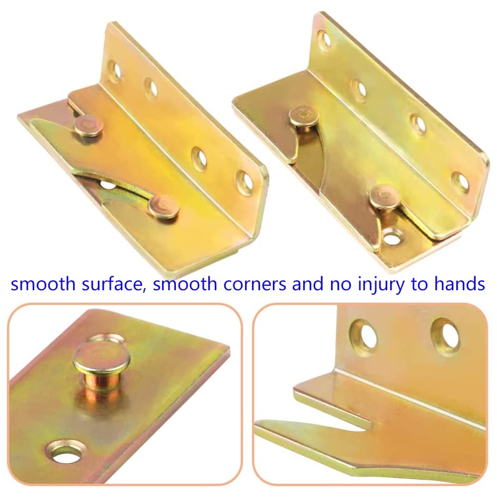 4 Sets Bed Rail Brackets,Heavy Duty Bed Rail Fittings for Connecting to Wood, Headboards and Foot-Boards, with Screws